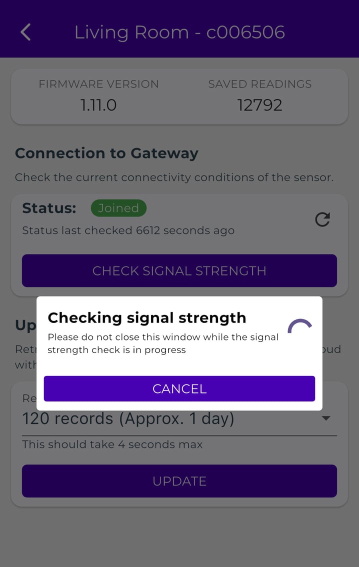 Test Sensor Range via the Conserv Cloud Mobile App