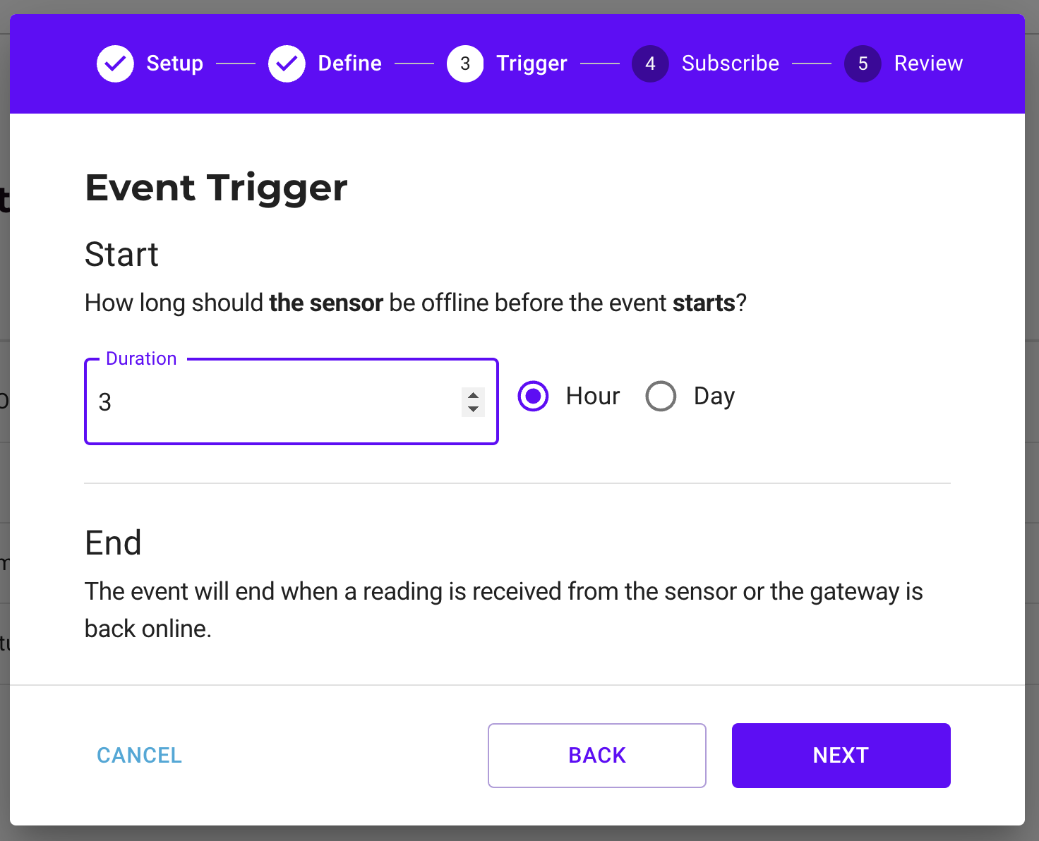 Set Up Events for Offline Sensors